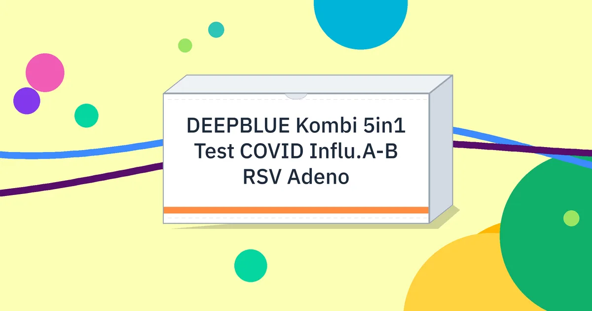 Symbolbild: Packung mit der Aufschrift DEEPBLUE Kombi 5in1 Test COVID Influ.A-B RSV Adeno (PZN 20416369) – Verfügbarkeit und Bezug in Apotheken in Frankfurt am Main