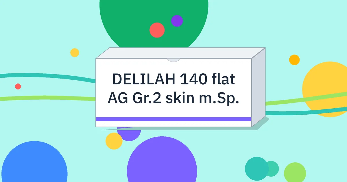 Symbolbild: Packung mit der Aufschrift DELILAH 140 flat AG Gr.2 skin m.Sp. (PZN 14247230) – Verfügbarkeit und Bezug in Apotheken in Frankfurt am Main