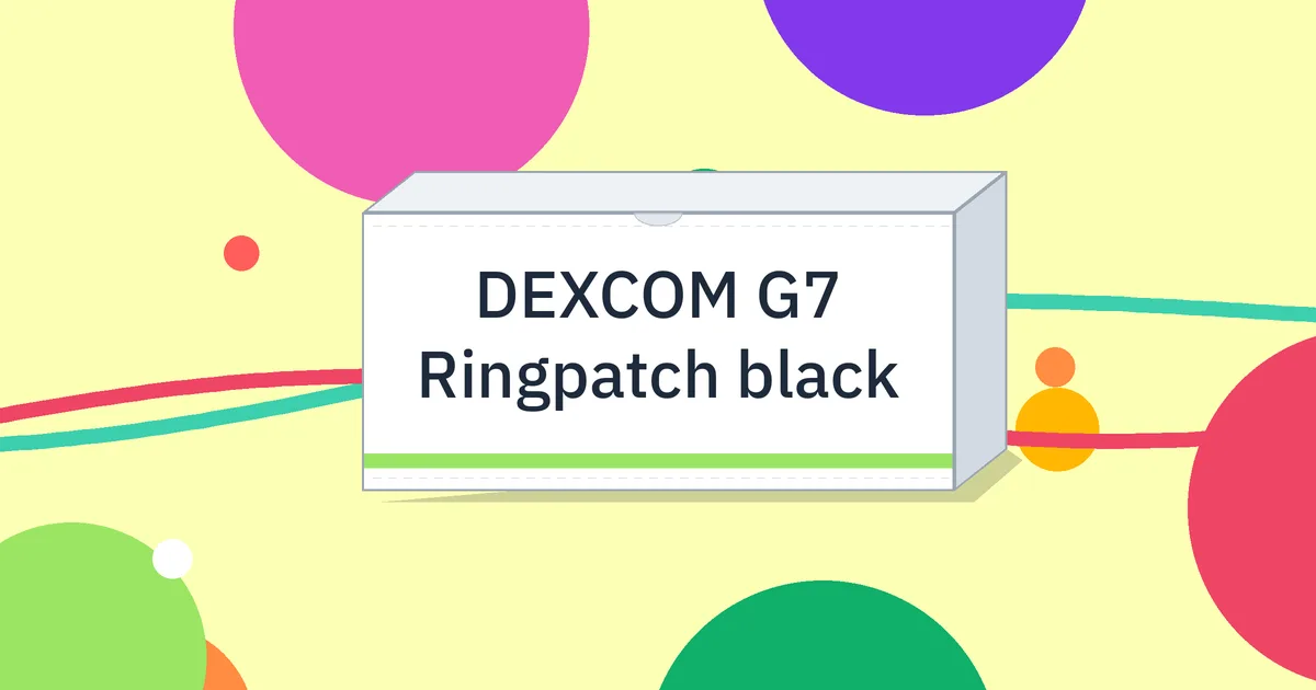 Symbolbild: Packung mit der Aufschrift DEXCOM G7 Ringpatch black (PZN 19865694) – Verfügbarkeit und Bezug in Apotheken in Frankfurt am Main