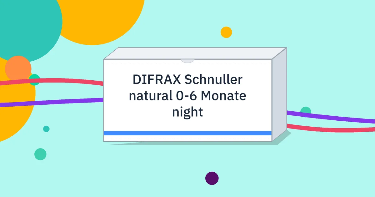 Symbolbild: Packung mit der Aufschrift DIFRAX Schnuller natural 0-6 Monate night (PZN 12517694) – Verfügbarkeit und Bezug in Apotheken in Frankfurt am Main