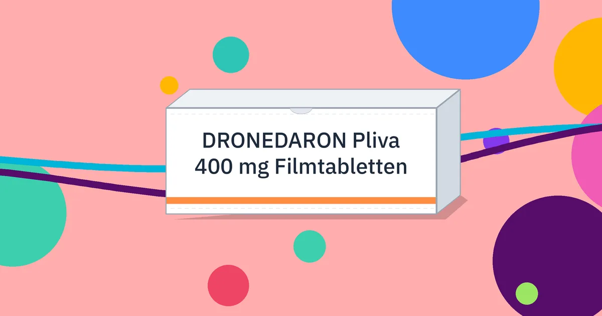 Symbolbild: Packung mit der Aufschrift DRONEDARON Pliva 400 mg Filmtabletten (PZN 20317377) – Verfügbarkeit und Bezug in Apotheken in Frankfurt am Main