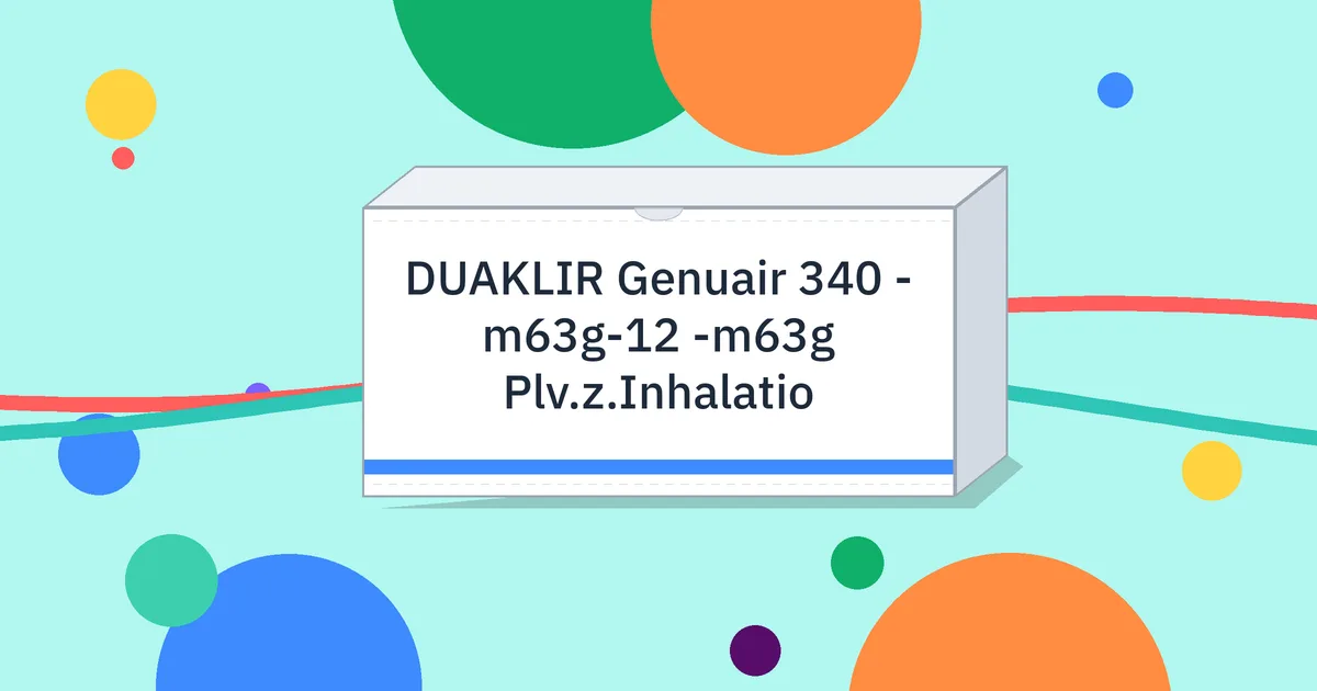 Symbolbild: Packung mit der Aufschrift DUAKLIR Genuair 340 -m63g-12 -m63g Plv.z.Inhalatio (PZN 12389842) – Verfügbarkeit und Bezug in Apotheken in Frankfurt am Main