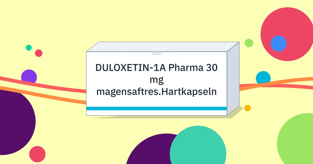Symbolbild: Packung mit der Aufschrift DULOXETIN-1A Pharma 30 mg magensaftres.Hartkapseln (PZN 18003513) – Verfügbarkeit und Bezug in Apotheken in Frankfurt am Main