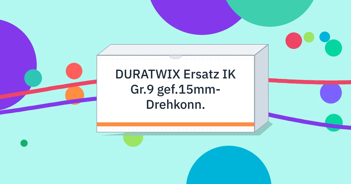 Symbolbild: Packung mit der Aufschrift DURATWIX Ersatz IK Gr.9 gef.15mm-Drehkonn. (PZN 06991836) – Verfügbarkeit und Bezug in Apotheken in Frankfurt am Main