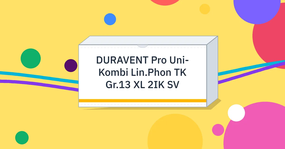 Symbolbild: Packung mit der Aufschrift DURAVENT Pro Uni-Kombi Lin.Phon TK Gr.13 XL 2IK SV (PZN 19246815) – Verfügbarkeit und Bezug in Apotheken in Frankfurt am Main