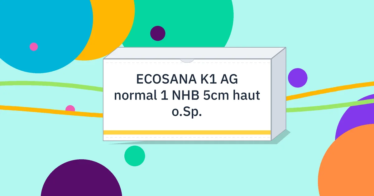 Symbolbild: Packung mit der Aufschrift ECOSANA K1 AG normal 1 NHB 5cm haut o.Sp. (PZN 04726099) – Verfügbarkeit und Bezug in Apotheken in Frankfurt am Main
