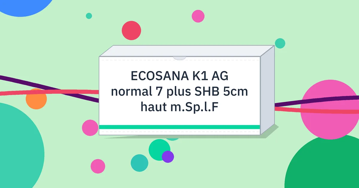 Symbolbild: Packung mit der Aufschrift ECOSANA K1 AG normal 7 plus SHB 5cm haut m.Sp.l.F (PZN 04731031) – Verfügbarkeit und Bezug in Apotheken in Frankfurt am Main