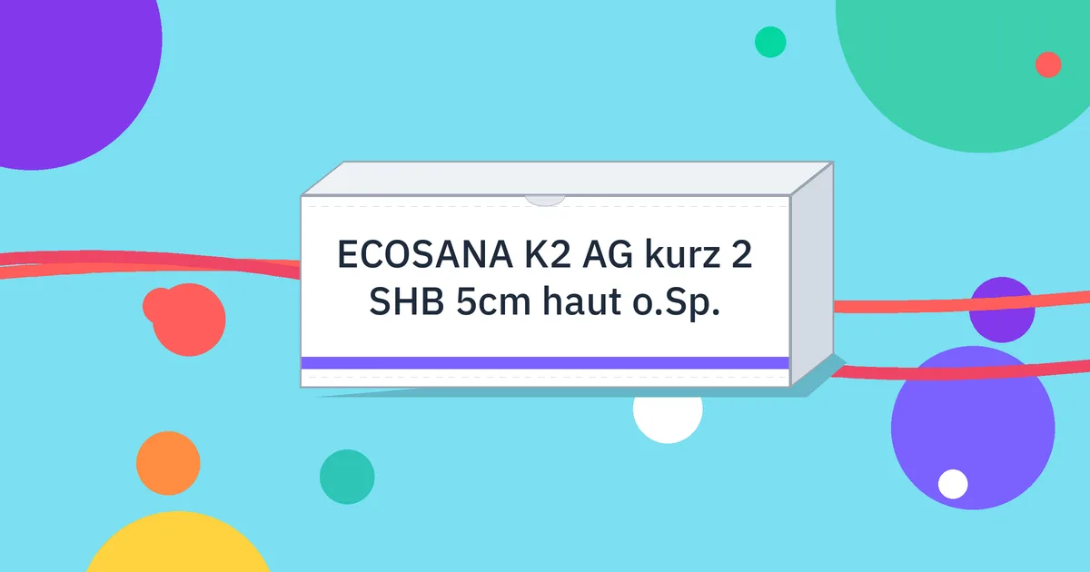 Symbolbild: Packung mit der Aufschrift ECOSANA K2 AG kurz 2 SHB 5cm haut o.Sp. (PZN 01395029) – Verfügbarkeit und Bezug in Apotheken in Frankfurt am Main