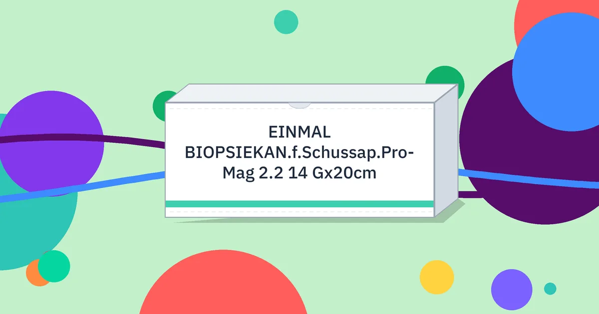 Symbolbild: Packung mit der Aufschrift EINMAL BIOPSIEKAN.f.Schussap.Pro-Mag 2.2 14 Gx20cm (PZN 00282777) – Verfügbarkeit und Bezug in Apotheken in Frankfurt am Main