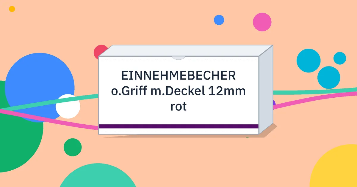 Symbolbild: Packung mit der Aufschrift EINNEHMEBECHER o.Griff m.Deckel 12mm rot (PZN 09002259) – Verfügbarkeit und Bezug in Apotheken in Frankfurt am Main