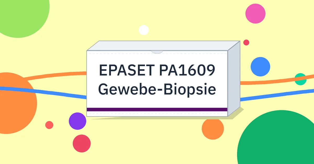Symbolbild: Packung mit der Aufschrift EPASET PA1609 Gewebe-Biopsie (PZN 19250722) – Verfügbarkeit und Bezug in Apotheken in Frankfurt am Main