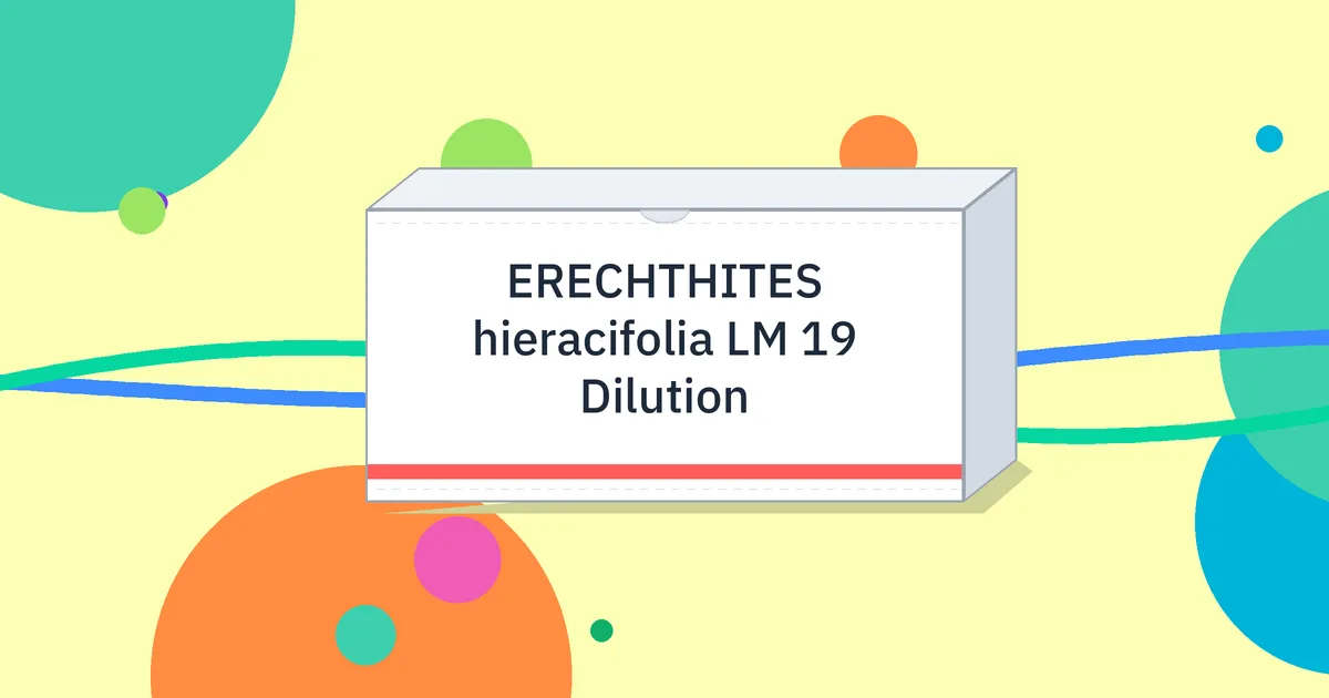 Symbolbild: Packung mit der Aufschrift ERECHTHITES hieracifolia LM 19 Dilution (PZN 13474432) – Verfügbarkeit und Bezug in Apotheken in Frankfurt am Main
