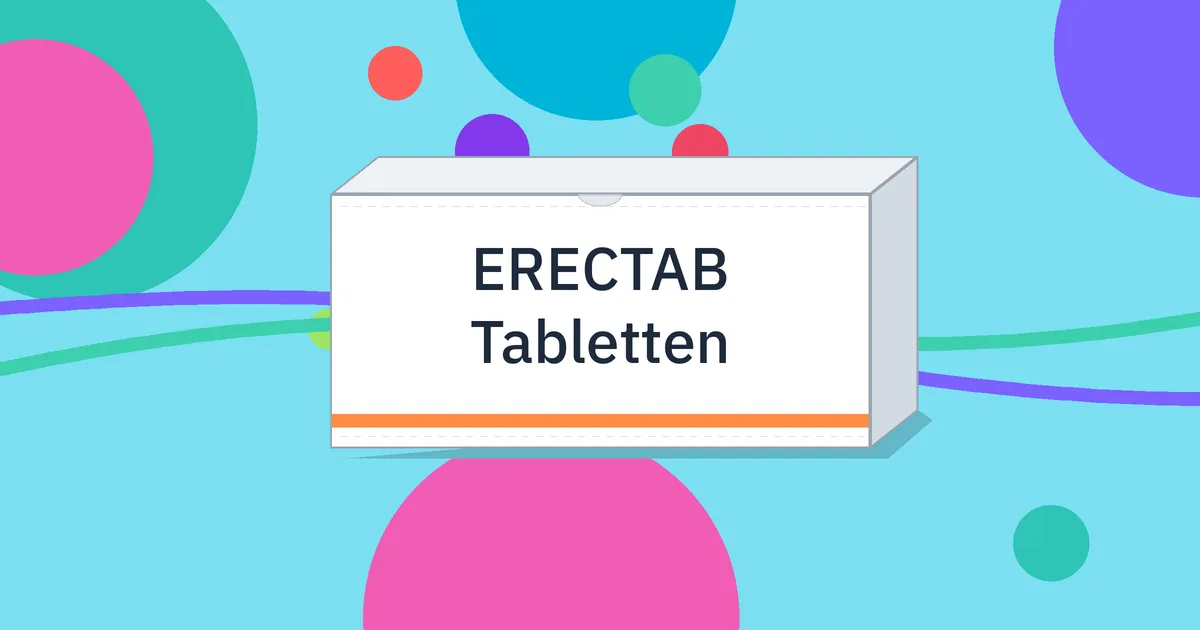 Symbolbild: Packung mit der Aufschrift ERECTAB Tabletten (PZN 20512707) – Verfügbarkeit und Bezug in Apotheken in Frankfurt am Main
