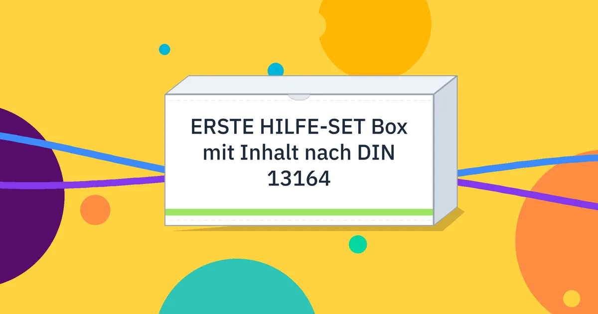 Symbolbild: Packung mit der Aufschrift ERSTE HILFE-SET Box mit Inhalt nach DIN 13164 (PZN 14141939) – Verfügbarkeit und Bezug in Apotheken in Frankfurt am Main