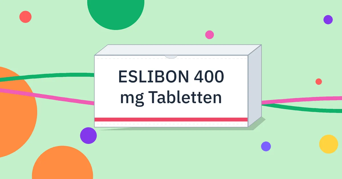 Symbolbild: Packung mit der Aufschrift ESLIBON 400 mg Tabletten (PZN 19772136) – Verfügbarkeit und Bezug in Apotheken in Frankfurt am Main