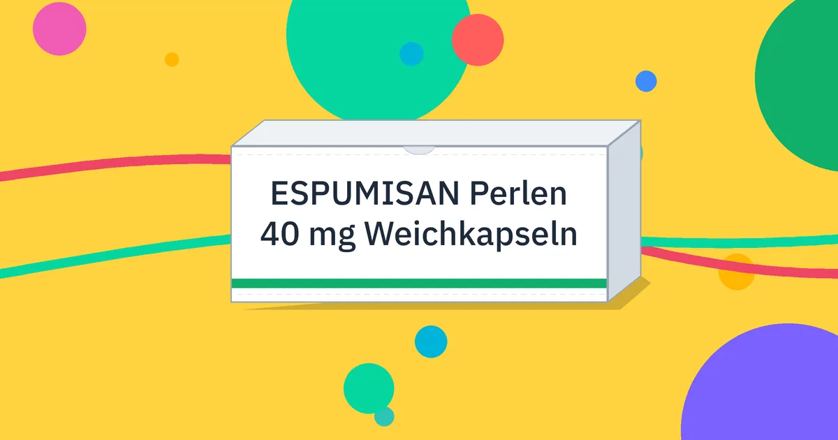 Symbolbild: Packung mit der Aufschrift ESPUMISAN Perlen 40 mg Weichkapseln (PZN 01320451) – Verfügbarkeit und Bezug in Apotheken in Frankfurt am Main