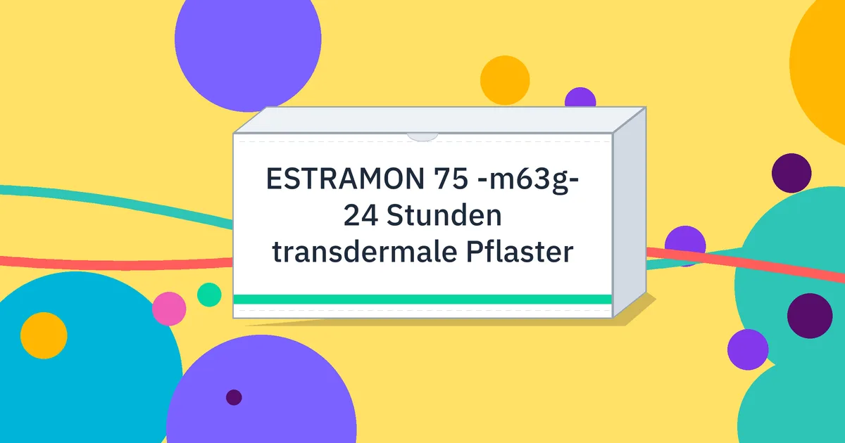 Symbolbild: Packung mit der Aufschrift ESTRAMON 75 -m63g-24 Stunden transdermale Pflaster (PZN 02587162) – Verfügbarkeit und Bezug in Apotheken in Frankfurt am Main