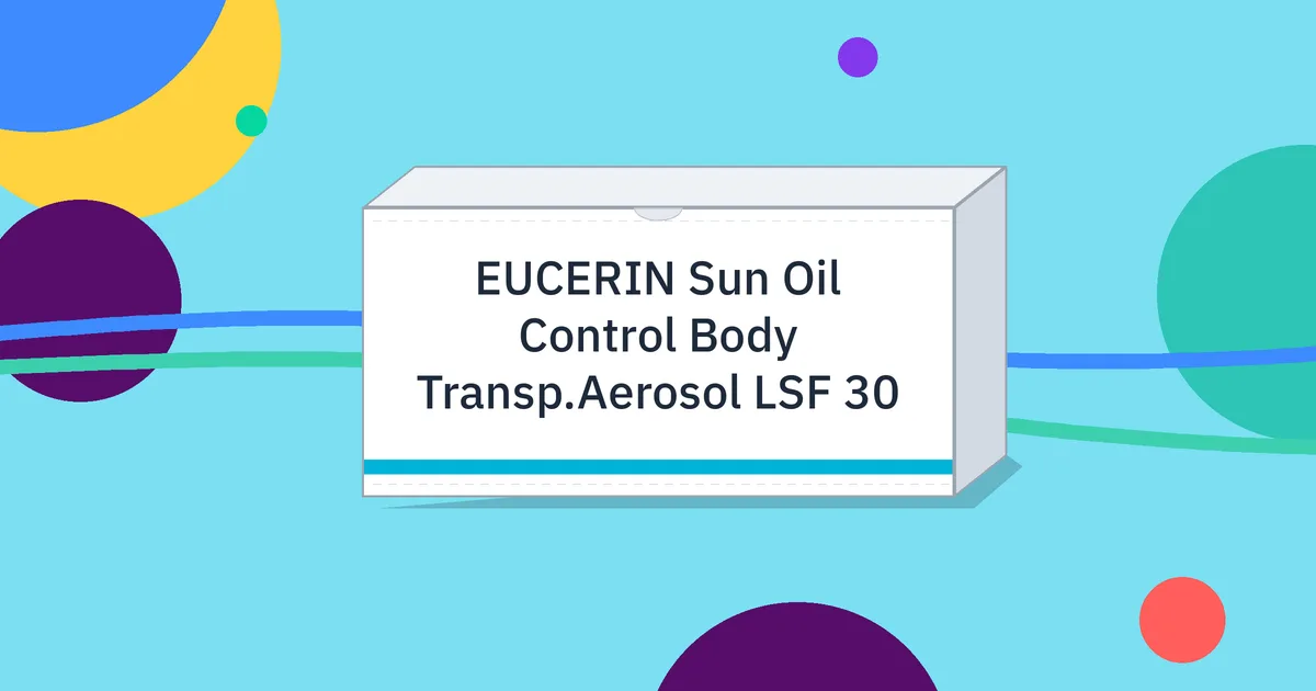 Symbolbild: Packung mit der Aufschrift EUCERIN Sun Oil Control Body Transp.Aerosol LSF 30 (PZN 18110226) – Verfügbarkeit und Bezug in Apotheken in Frankfurt am Main