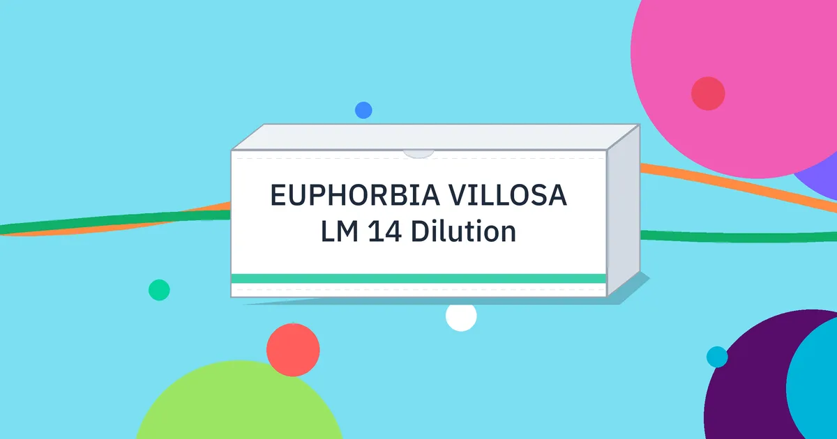 Symbolbild: Packung mit der Aufschrift EUPHORBIA VILLOSA LM 14 Dilution (PZN 13482779) – Verfügbarkeit und Bezug in Apotheken in Frankfurt am Main