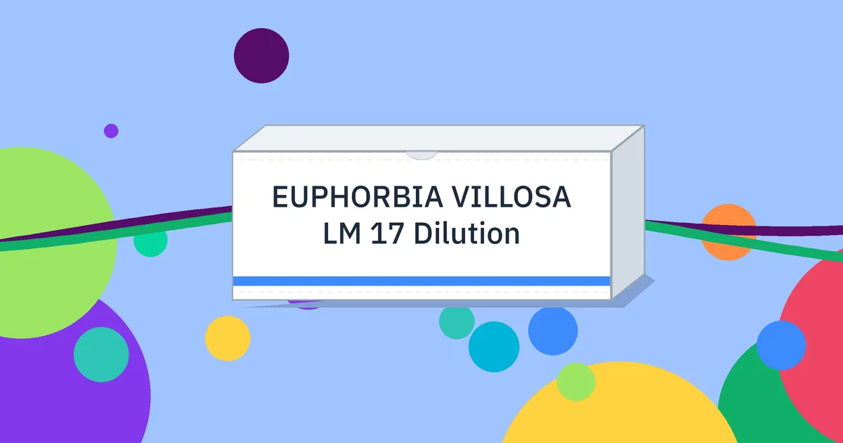 Symbolbild: Packung mit der Aufschrift EUPHORBIA VILLOSA LM 17 Dilution (PZN 13482816) – Verfügbarkeit und Bezug in Apotheken in Frankfurt am Main
