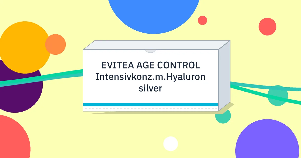 Symbolbild: Packung mit der Aufschrift EVITEA AGE CONTROL Intensivkonz.m.Hyaluron silver (PZN 16611579) – Verfügbarkeit und Bezug in Apotheken in Frankfurt am Main