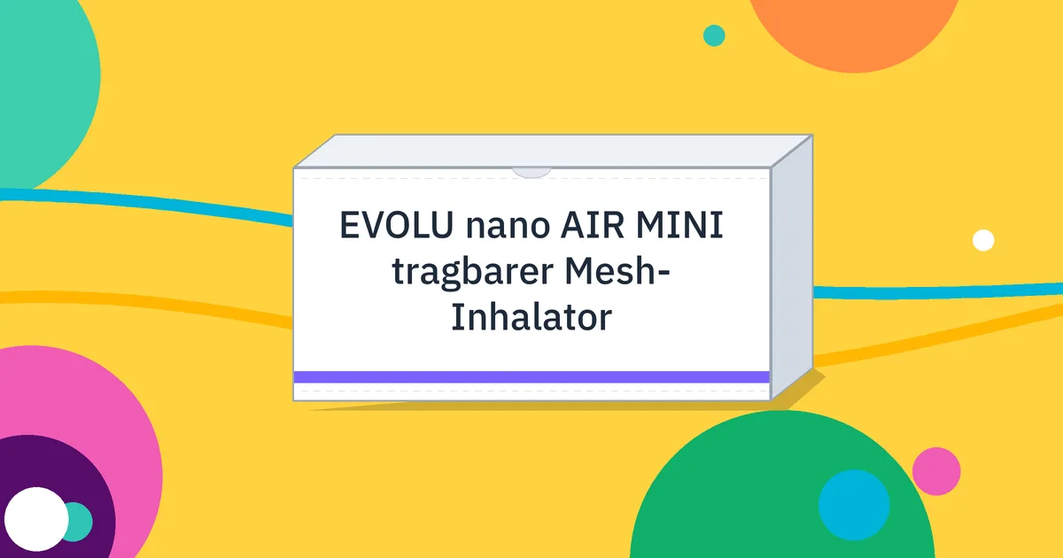 Symbolbild: Packung mit der Aufschrift EVOLU nano AIR MINI tragbarer Mesh-Inhalator (PZN 20391741) – Verfügbarkeit und Bezug in Apotheken in Frankfurt am Main