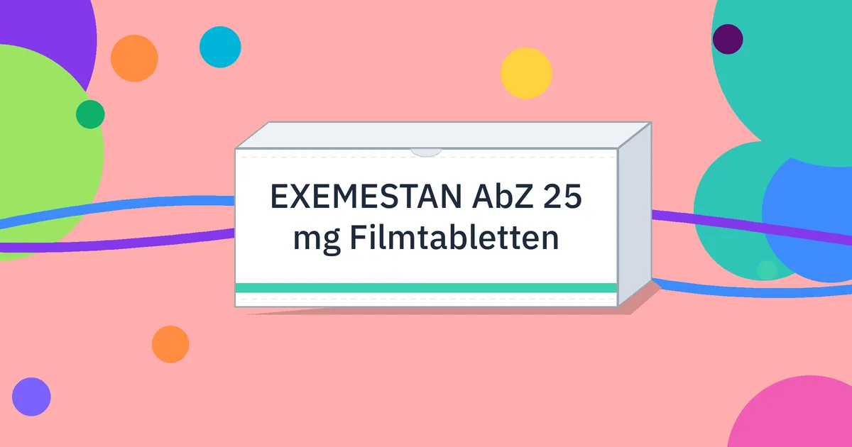 Symbolbild: Packung mit der Aufschrift EXEMESTAN AbZ 25 mg Filmtabletten (PZN 06998778) – Verfügbarkeit und Bezug in Apotheken in Frankfurt am Main