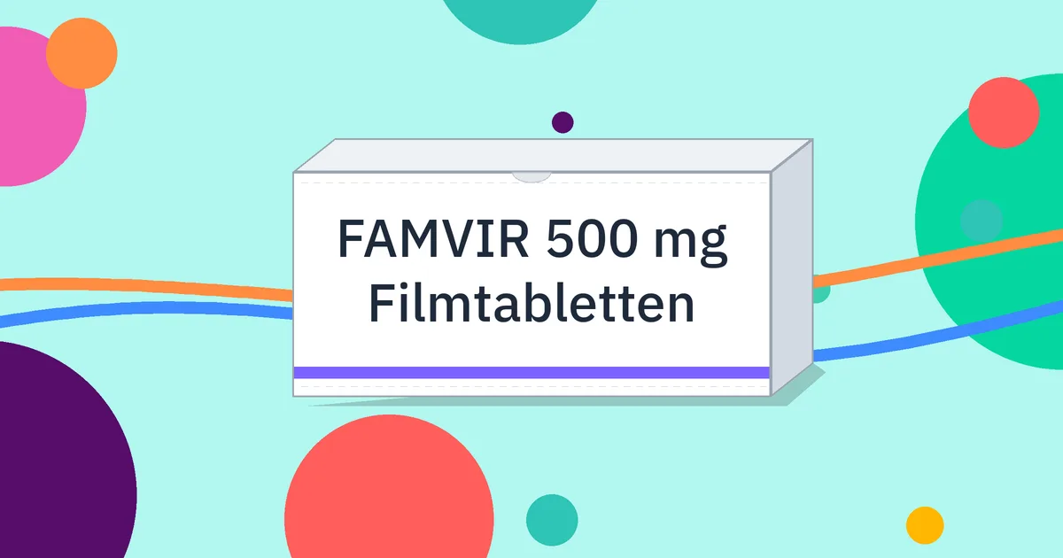 Symbolbild: Packung mit der Aufschrift FAMVIR 500 mg Filmtabletten (PZN 10627639) – Verfügbarkeit und Bezug in Apotheken in Frankfurt am Main