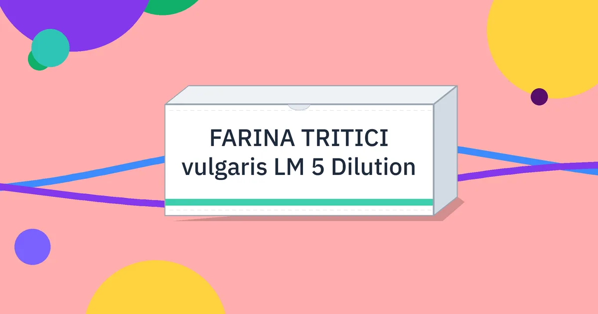 Symbolbild: Packung mit der Aufschrift FARINA TRITICI vulgaris LM 5 Dilution (PZN 13487788) – Verfügbarkeit und Bezug in Apotheken in Frankfurt am Main