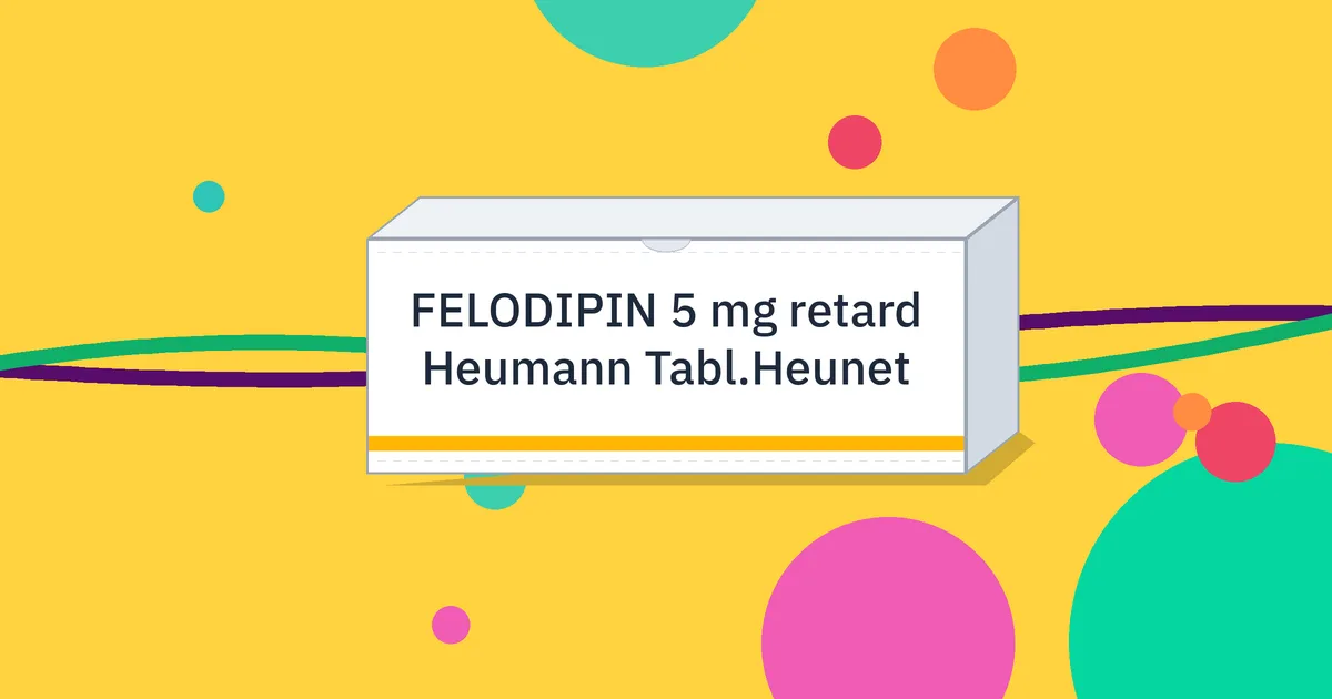 Symbolbild: Packung mit der Aufschrift FELODIPIN 5 mg retard Heumann Tabl.Heunet (PZN 05888125) – Verfügbarkeit und Bezug in Apotheken in Frankfurt am Main