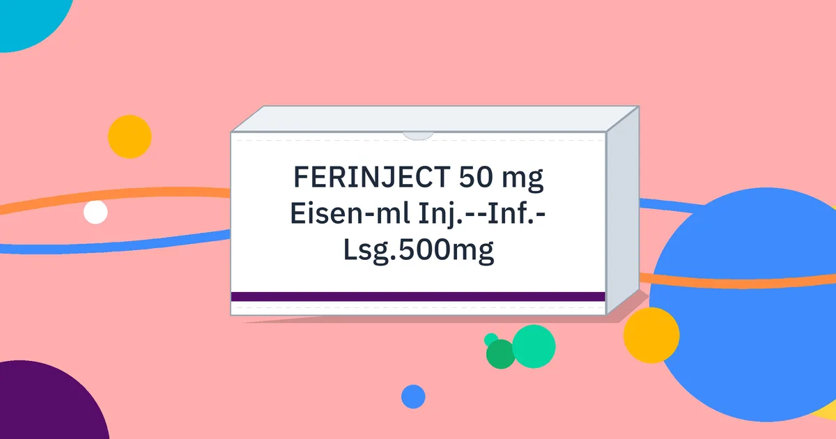 Symbolbild: Packung mit der Aufschrift FERINJECT 50 mg Eisen-ml Inj.--Inf.-Lsg.500mg (PZN 10031970) – Verfügbarkeit und Bezug in Apotheken in Frankfurt am Main