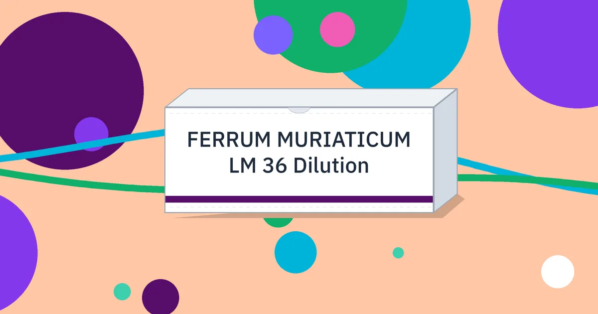 Symbolbild: Packung mit der Aufschrift FERRUM MURIATICUM LM 36 Dilution (PZN 12850979) – Verfügbarkeit und Bezug in Apotheken in Frankfurt am Main