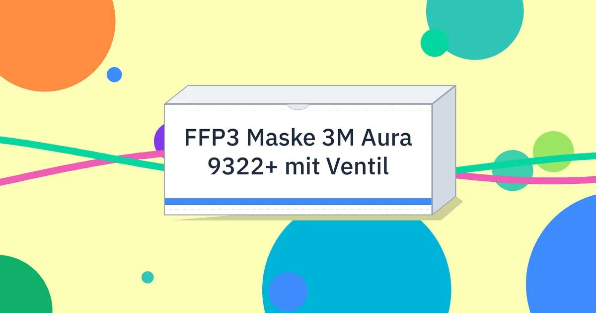 Symbolbild: Packung mit der Aufschrift FFP3 Maske 3M Aura 9322+ mit Ventil (PZN 17271909) – Verfügbarkeit und Bezug in Apotheken in Frankfurt am Main