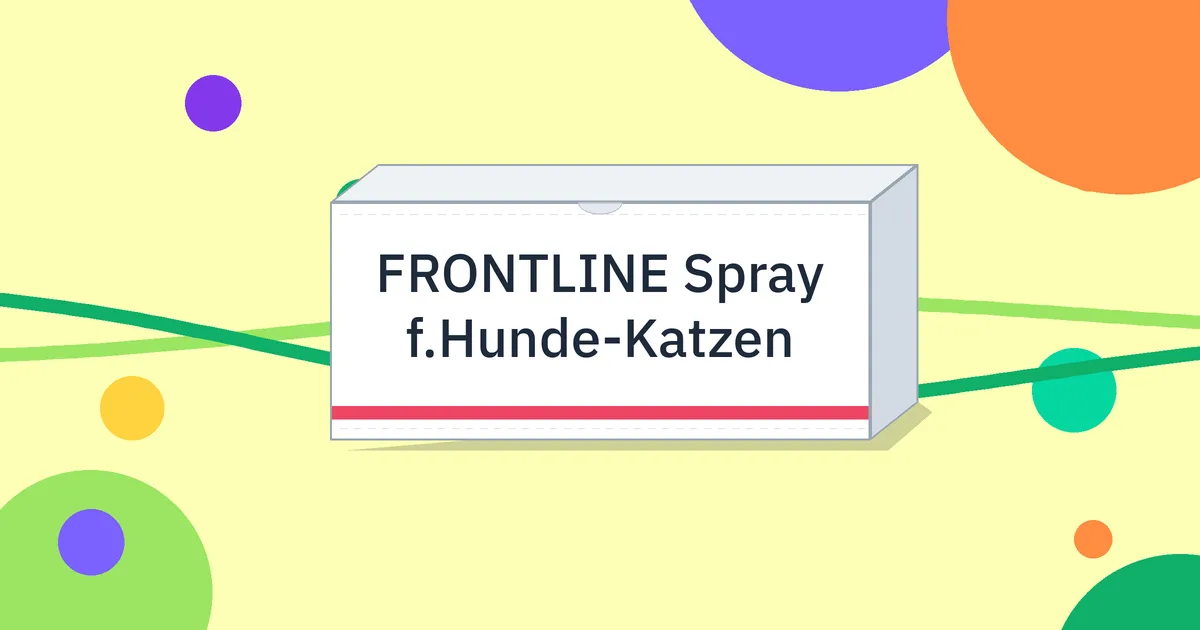 Symbolbild: Packung mit der Aufschrift FRONTLINE Spray f.Hunde-Katzen (PZN 07579670) – Verfügbarkeit und Bezug in Apotheken in Frankfurt am Main