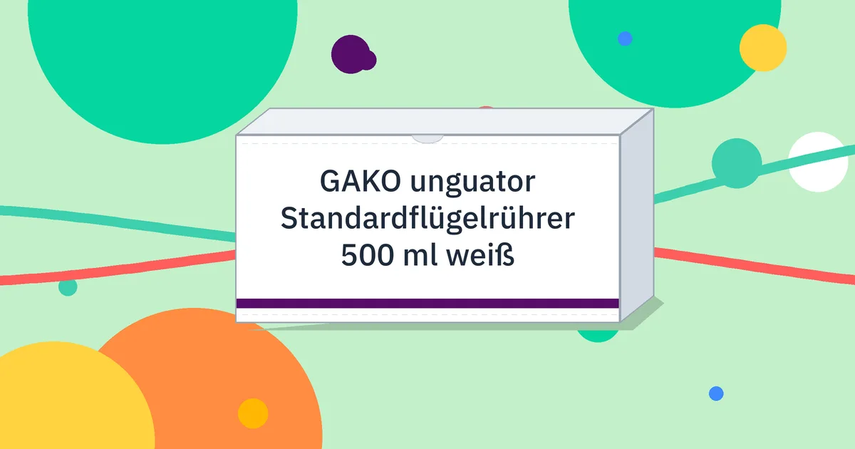 Symbolbild: Packung mit der Aufschrift GAKO unguator Standardflügelrührer 500 ml weiß (PZN 11603776) – Verfügbarkeit und Bezug in Apotheken in Frankfurt am Main