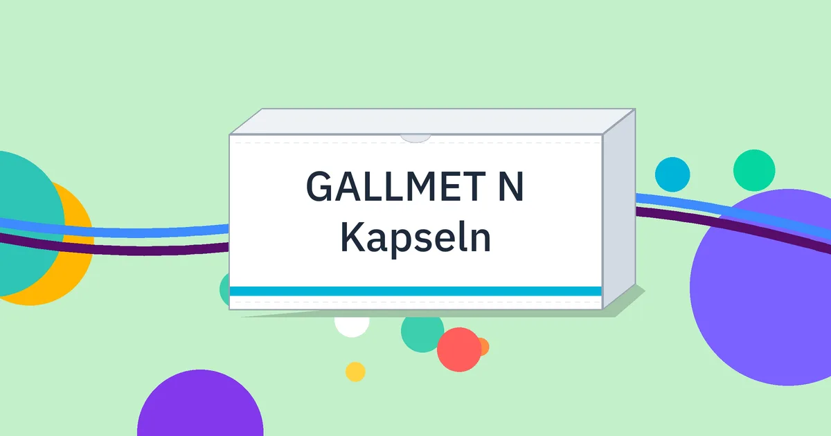 Symbolbild: Packung mit der Aufschrift GALLMET N Kapseln (PZN 09423481) – Verfügbarkeit und Bezug in Apotheken in Frankfurt am Main