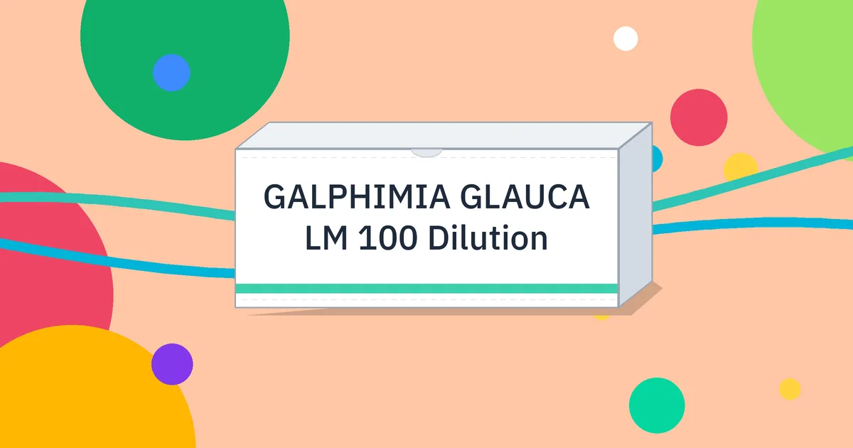 Symbolbild: Packung mit der Aufschrift GALPHIMIA GLAUCA LM 100 Dilution (PZN 12875583) – Verfügbarkeit und Bezug in Apotheken in Frankfurt am Main