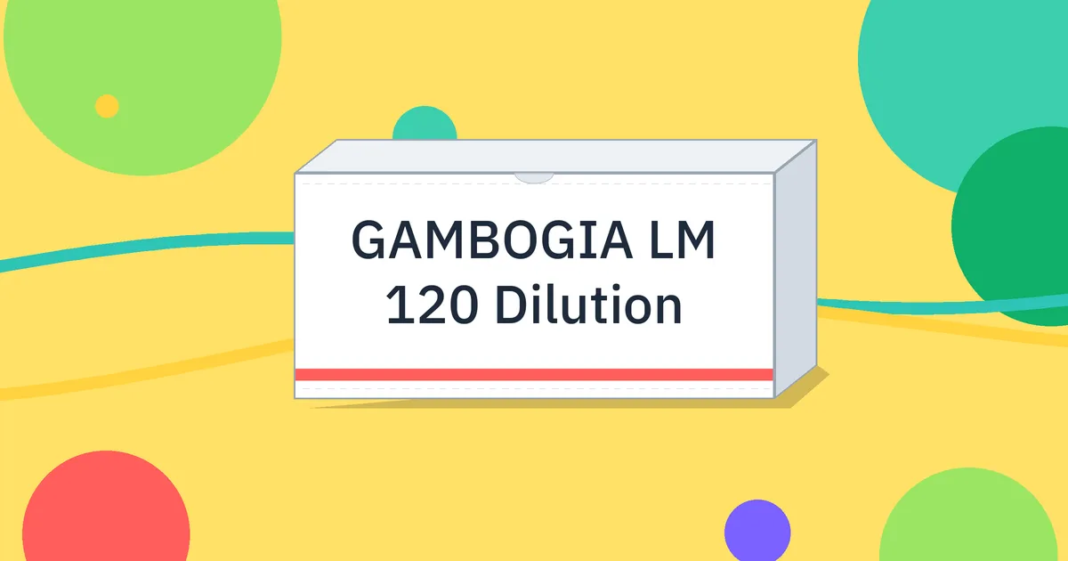 Symbolbild: Packung mit der Aufschrift GAMBOGIA LM 120 Dilution (PZN 13498846) – Verfügbarkeit und Bezug in Apotheken in Frankfurt am Main