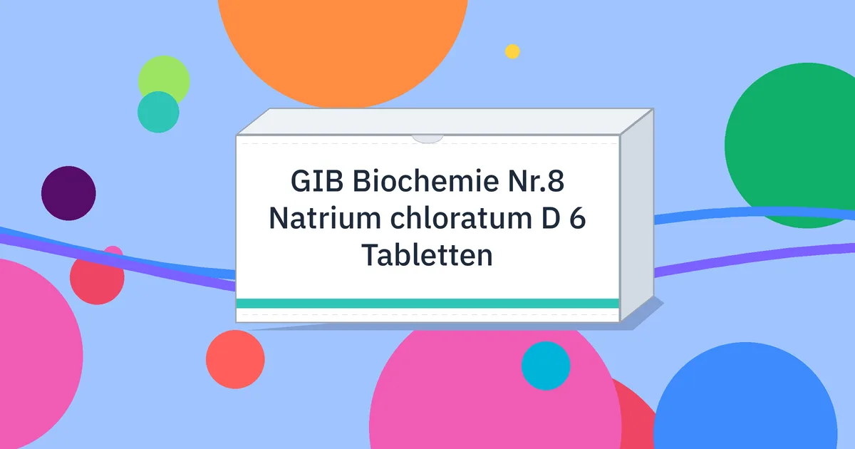Symbolbild: Packung mit der Aufschrift GIB Biochemie Nr.8 Natrium chloratum D 6 Tabletten (PZN 08481499) – Verfügbarkeit und Bezug in Apotheken in Frankfurt am Main