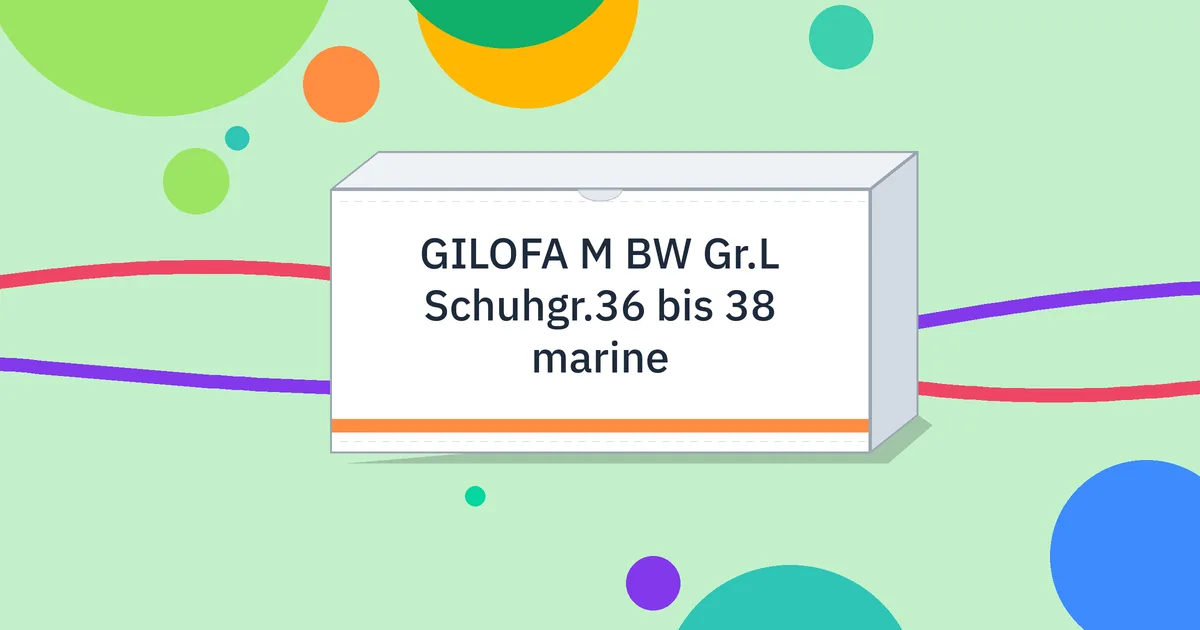 Symbolbild: Packung mit der Aufschrift GILOFA M BW Gr.L Schuhgr.36 bis 38 marine (PZN 16725018) – Verfügbarkeit und Bezug in Apotheken in Frankfurt am Main