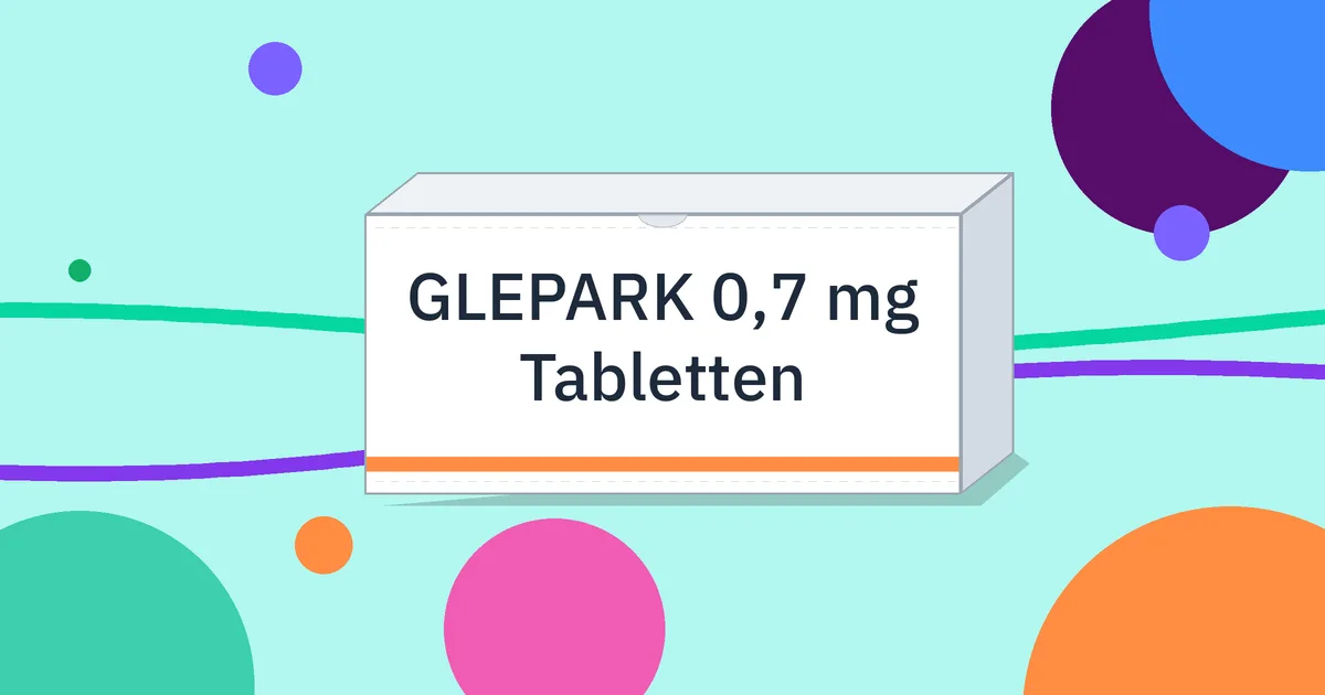 Symbolbild: Packung mit der Aufschrift GLEPARK 0,7 mg Tabletten (PZN 09098489) – Verfügbarkeit und Bezug in Apotheken in Frankfurt am Main