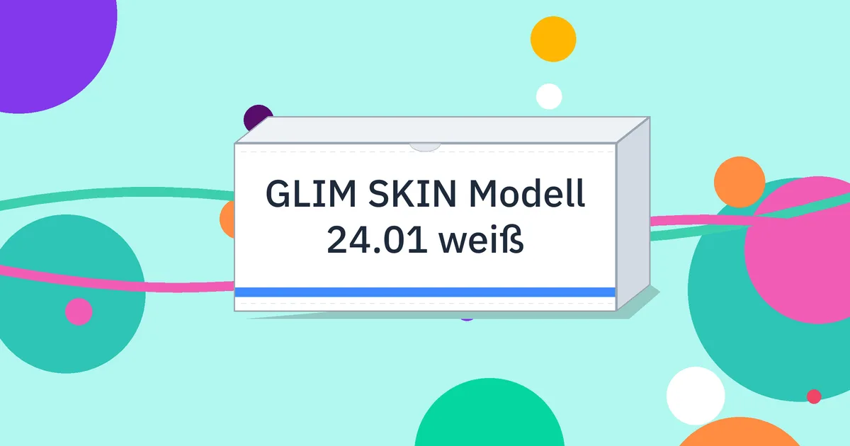 Symbolbild: Packung mit der Aufschrift GLIM SKIN Modell 24.01 weiß (PZN 19825358) – Verfügbarkeit und Bezug in Apotheken in Frankfurt am Main
