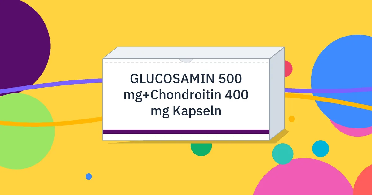 Symbolbild: Packung mit der Aufschrift GLUCOSAMIN 500 mg+Chondroitin 400 mg Kapseln (PZN 02076527) – Verfügbarkeit und Bezug in Apotheken in Frankfurt am Main