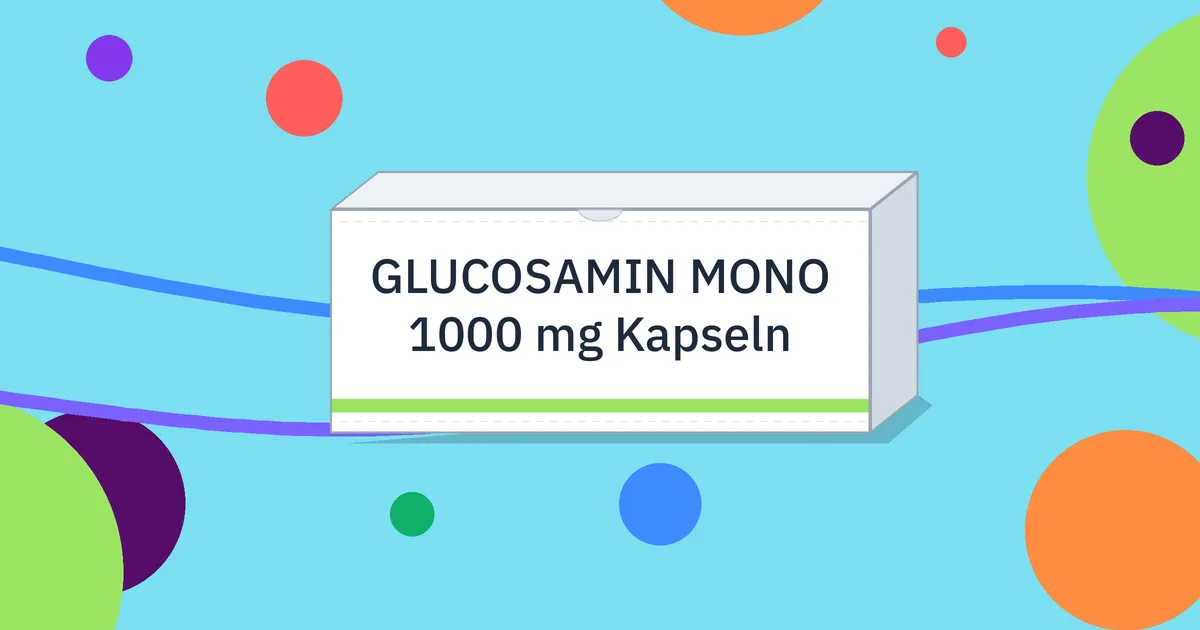 Symbolbild: Packung mit der Aufschrift GLUCOSAMIN MONO 1000 mg Kapseln (PZN 02474653) – Verfügbarkeit und Bezug in Apotheken in Frankfurt am Main