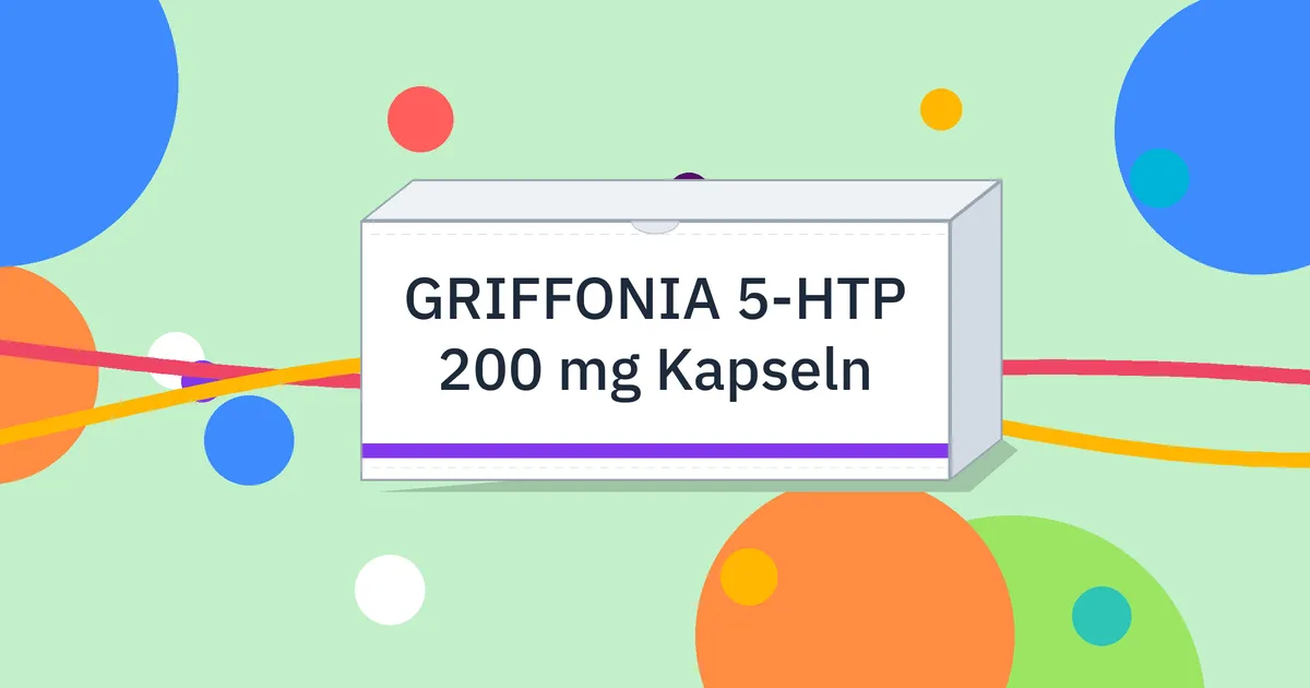 Symbolbild: Packung mit der Aufschrift GRIFFONIA 5-HTP 200 mg Kapseln (PZN 15629844) – Verfügbarkeit und Bezug in Apotheken in Frankfurt am Main