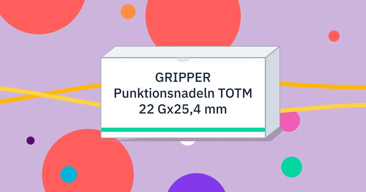 Symbolbild: Packung mit der Aufschrift GRIPPER Punktionsnadeln TOTM 22 Gx25,4 mm (PZN 03003542) – Verfügbarkeit und Bezug in Apotheken in Frankfurt am Main