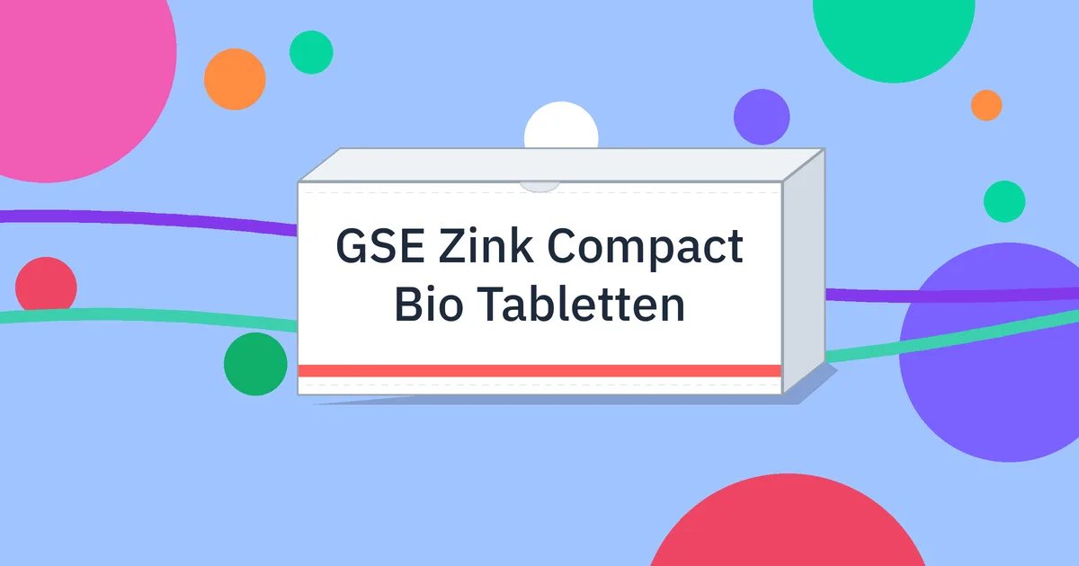 Symbolbild: Packung mit der Aufschrift GSE Zink Compact Bio Tabletten (PZN 19409217) – Verfügbarkeit und Bezug in Apotheken in Frankfurt am Main