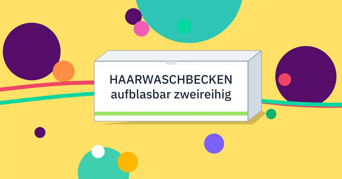 Symbolbild: Packung mit der Aufschrift HAARWASCHBECKEN aufblasbar zweireihig (PZN 14373360) – Verfügbarkeit und Bezug in Apotheken in Frankfurt am Main