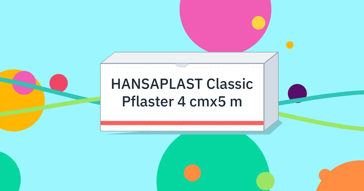 Symbolbild: Packung mit der Aufschrift HANSAPLAST Classic Pflaster 4 cmx5 m (PZN 08882850) – Verfügbarkeit und Bezug in Apotheken in Frankfurt am Main