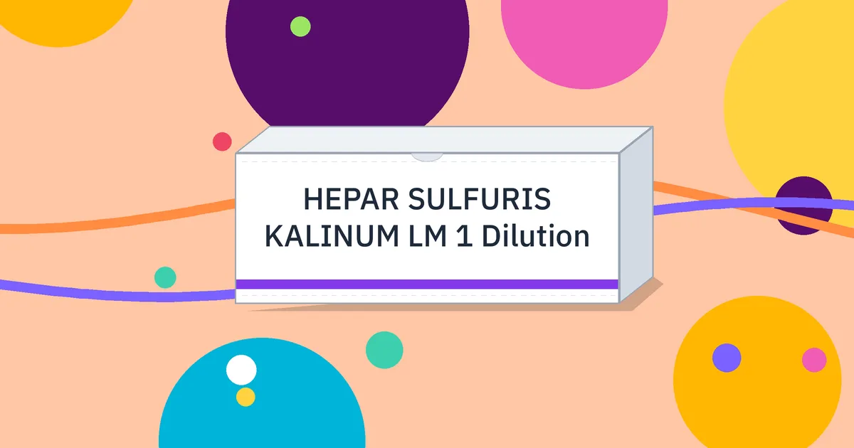 Symbolbild: Packung mit der Aufschrift HEPAR SULFURIS KALINUM LM 1 Dilution (PZN 12887758) – Verfügbarkeit und Bezug in Apotheken in Frankfurt am Main